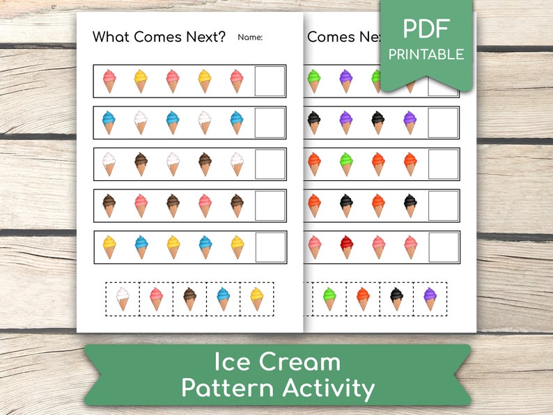 Ice Cream Pattern Worksheet: Preschool Learning Activity (PDF ...