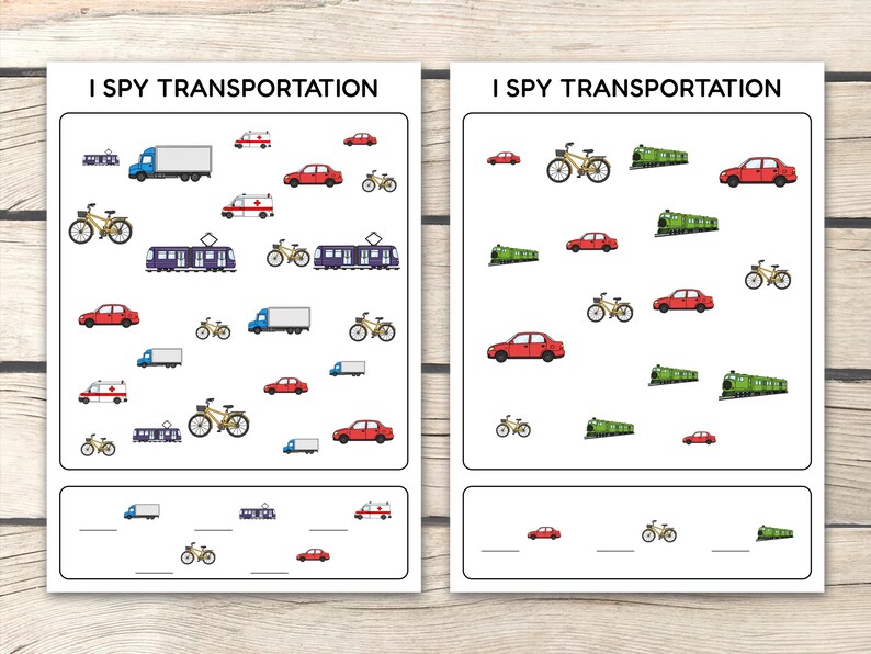 Transportation I Spy Worksheet, Transportation Activity, I Spy Activity ...