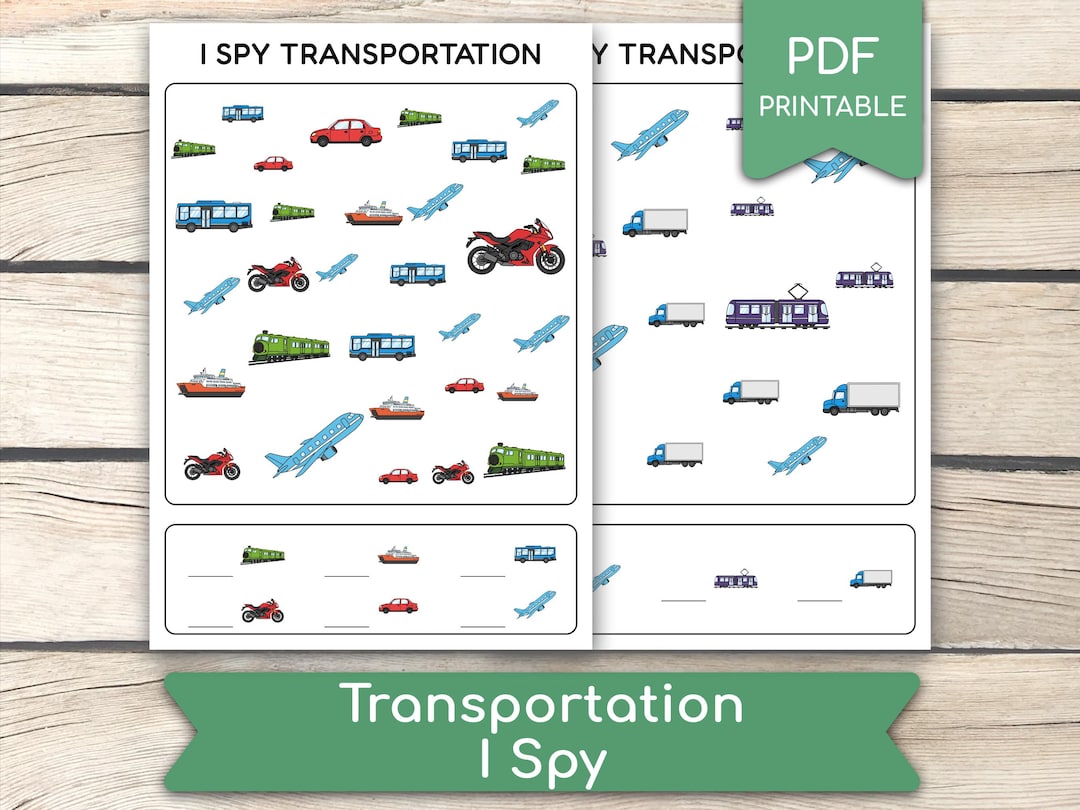 Transportation I Spy Worksheet, Transportation Activity, I Spy Activity ...