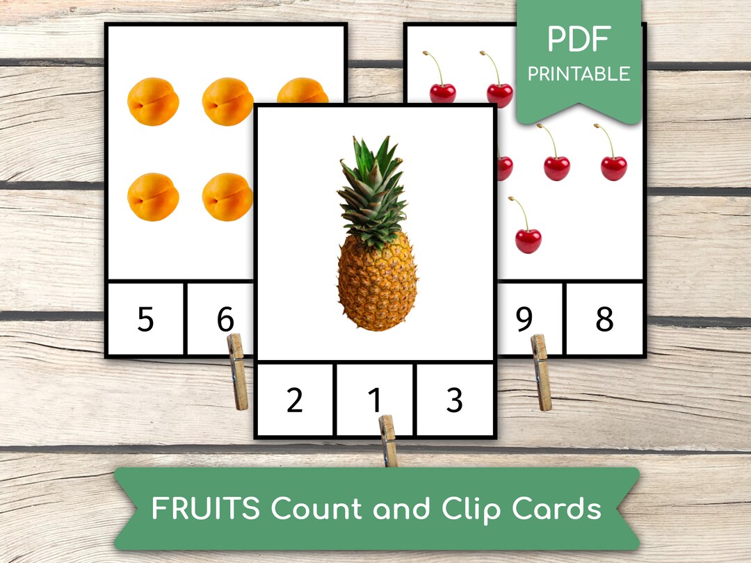 Counting Fruits 1 to 10 (real Pictures) Montessori Cards Preschool ...