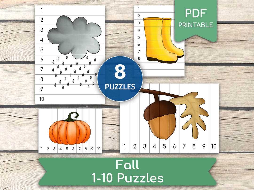 Fall 1-10 Puzzles, Autumn Activity, Fall Activity, Fall Number Puzzles ...