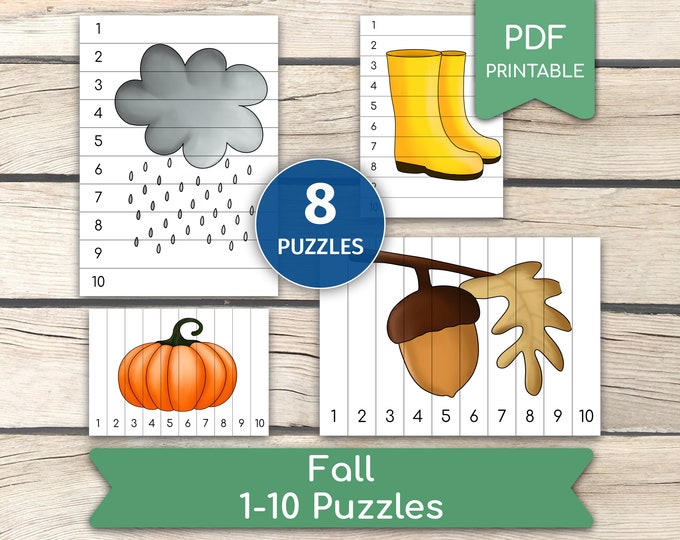 Fall Number Puzzles for Toddlers: Autumn Activity (PDF Printables) - Etsy