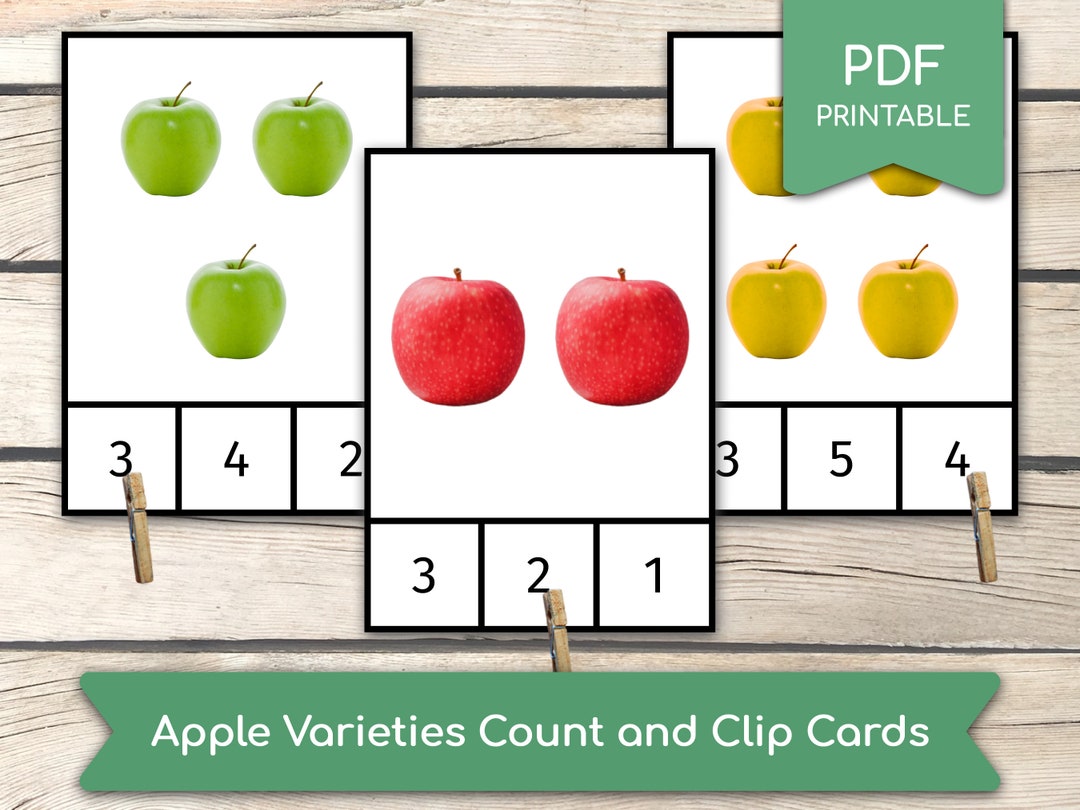 Counting Apple Varieties 1 to 10 Montessori Cards - Etsy
