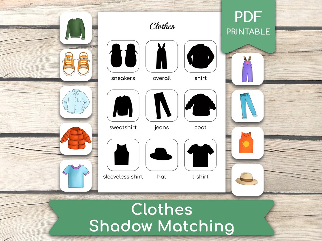 Clothes Shadow Matching Game, Clothes Worksheet, Matching Activity ...