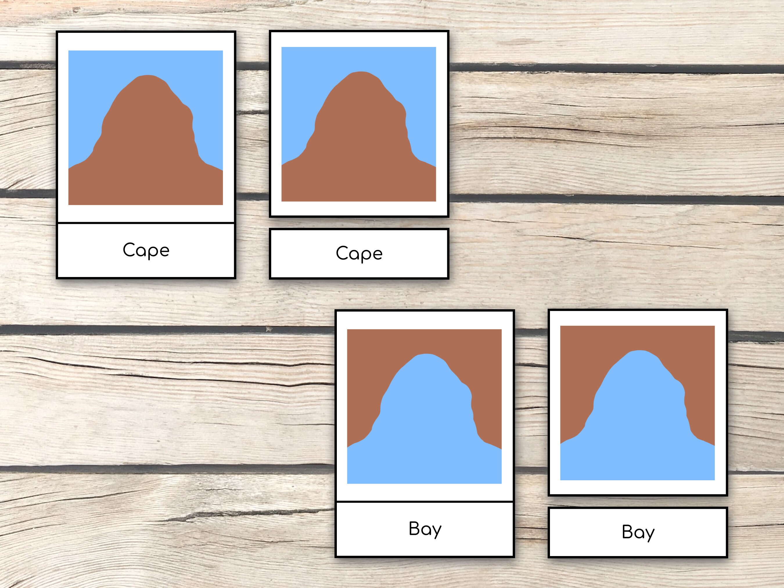 LAND AND WATER Montessori Cards, Flash Cards, Nomenclature Flashcards ...