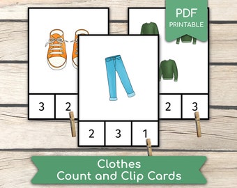 Clothes Counting Cards (1-10): Montessori Clip Cards (PDF Printables ...