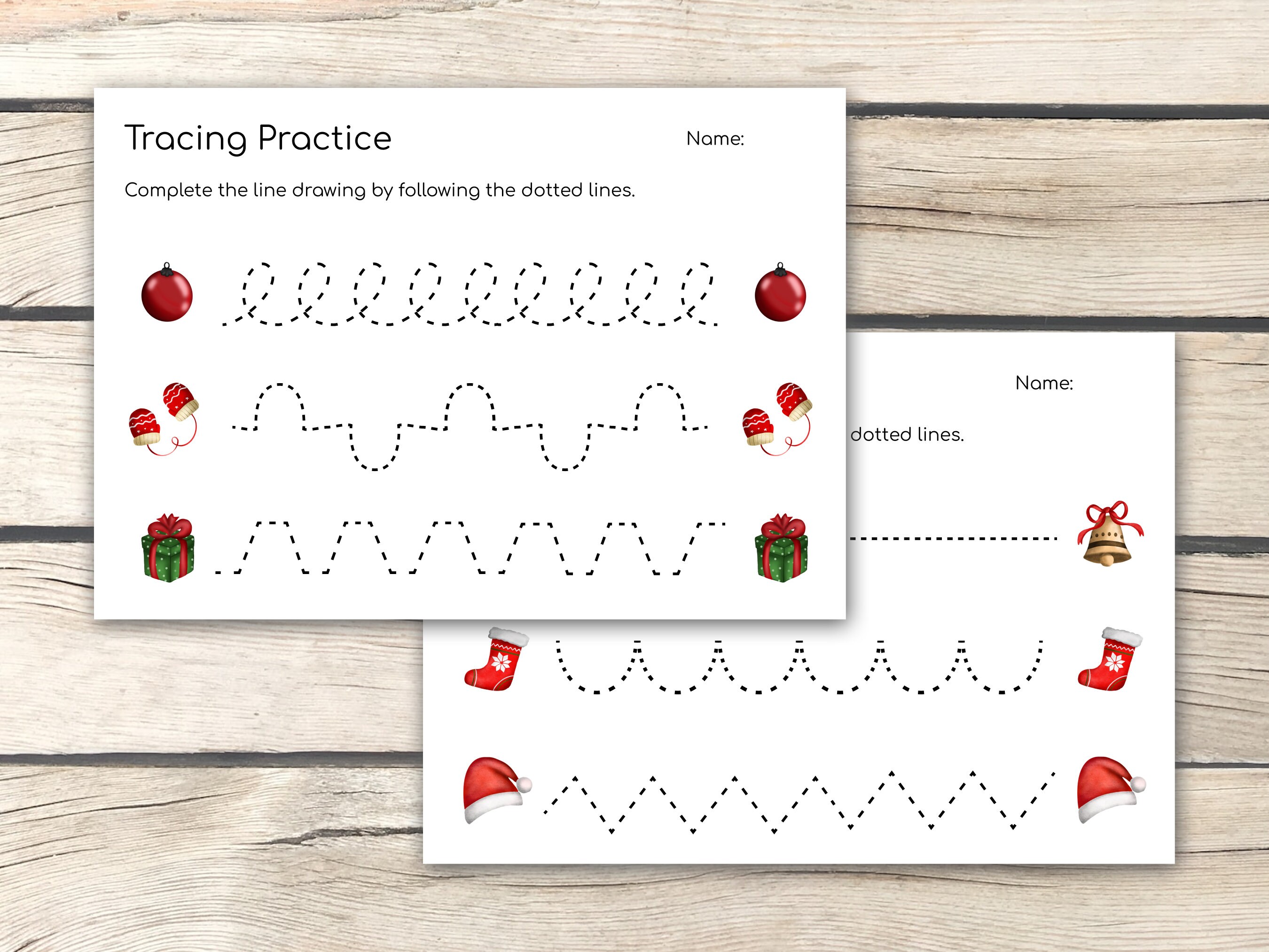 Preschool Line Tracing Practice, Christmas Pre-writing Activities 8 ...