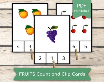 Counting Fruits 1 to 10, Montessori Cards, Preschool Counting Activity ...