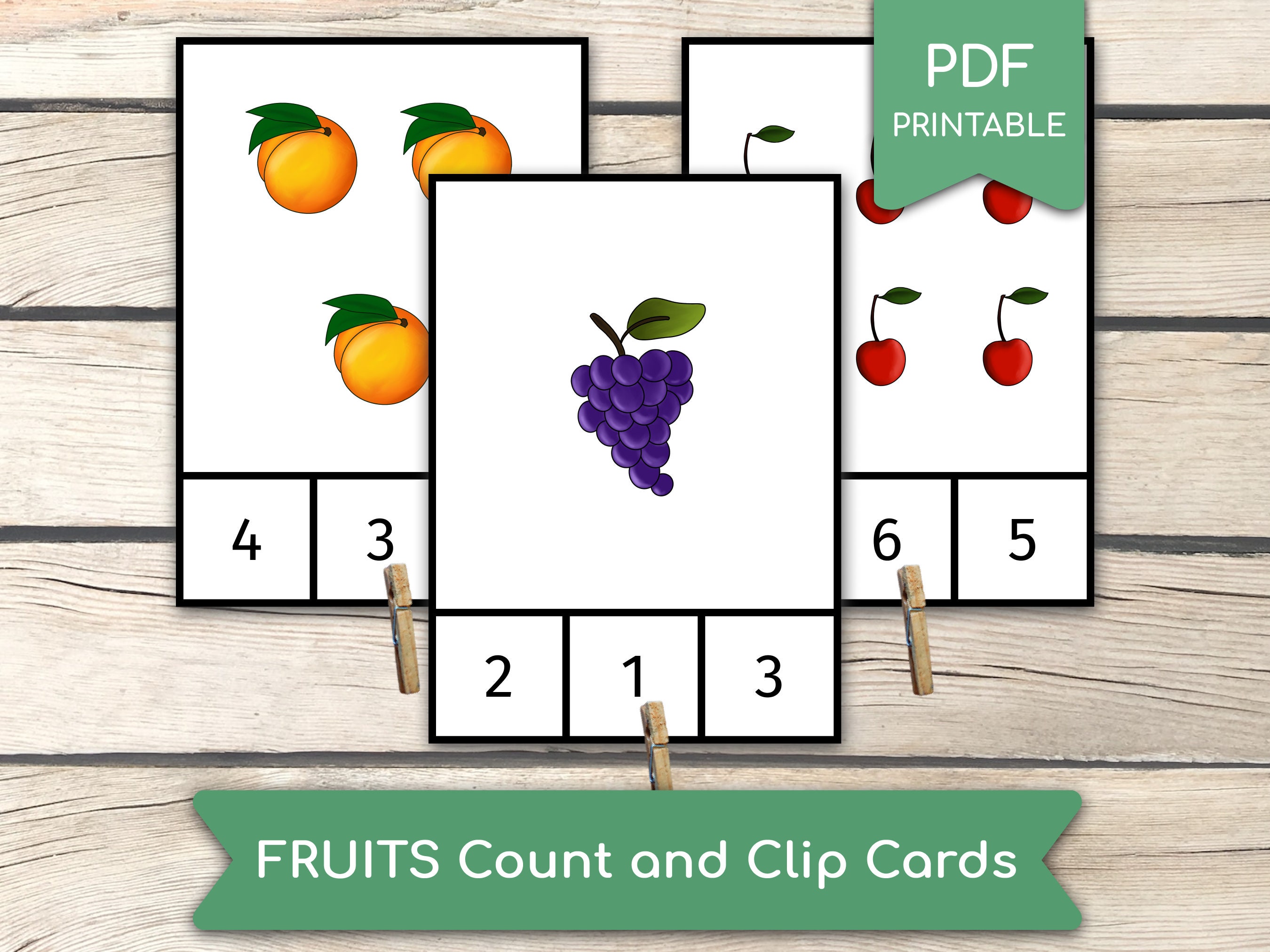 Counting Fruits 1 to 10, Montessori Cards, Preschool Counting Activity ...