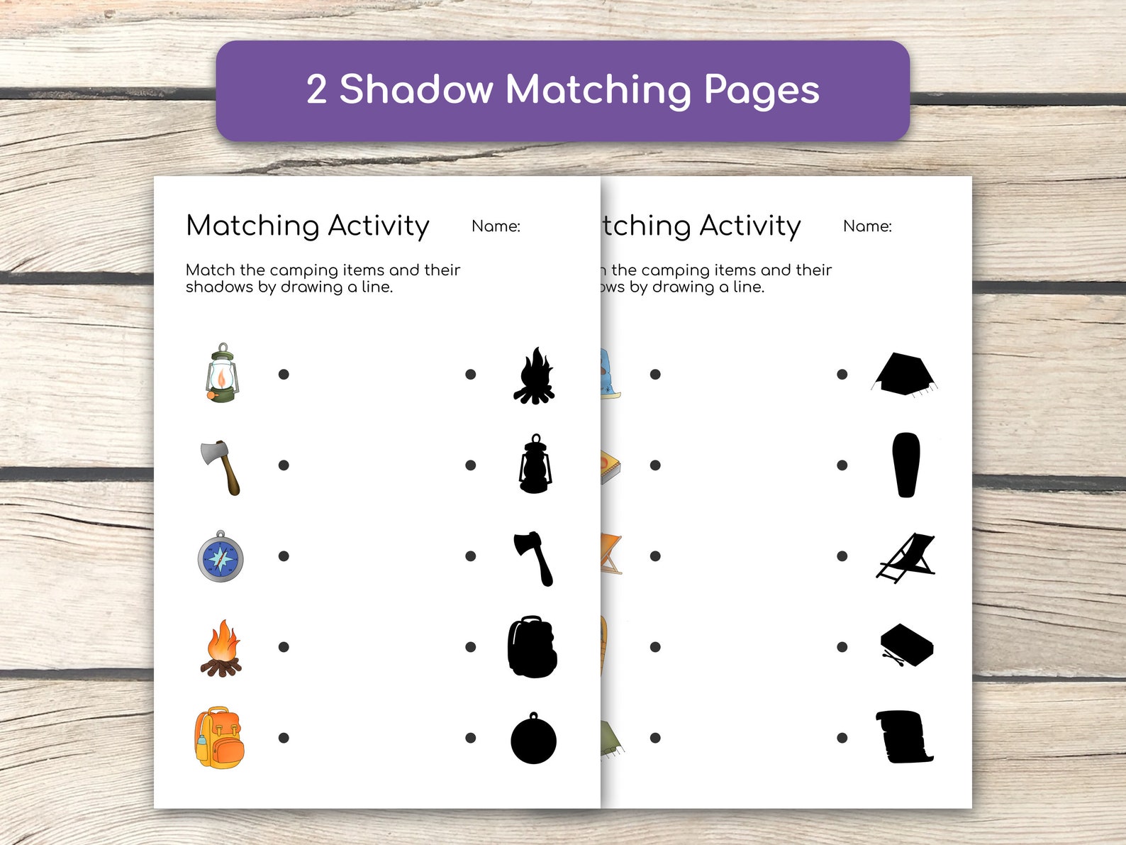 Camping Matching Activity 5 Different Types Worksheet • 10 Pages ...