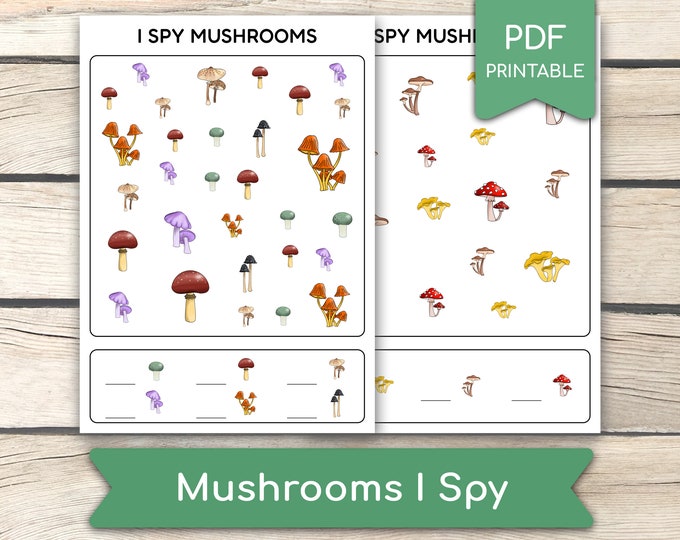 Mushrooms I Spy Worksheet: Preschool Activity (PDF Printables) - Etsy