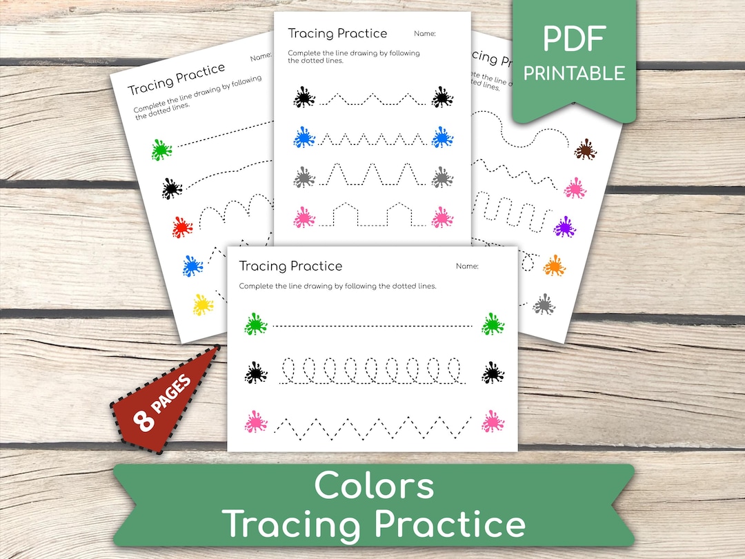 Colors Tracing Practice: Preschool Handwriting Worksheets (PDF ...