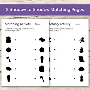 Camping Matching Activity 5 Different Types Worksheet • 10 Pages ...