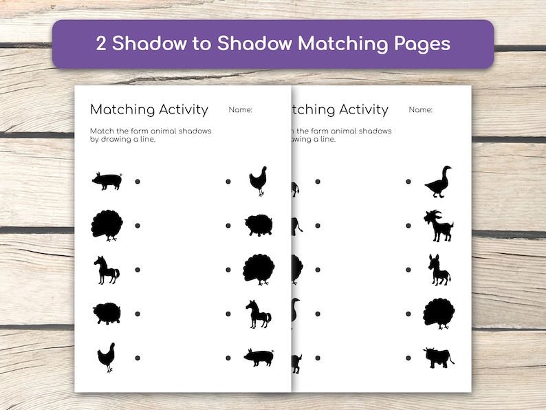 Farm Animals Matching Activity 5 Different Types Worksheet • 10 Pages ...