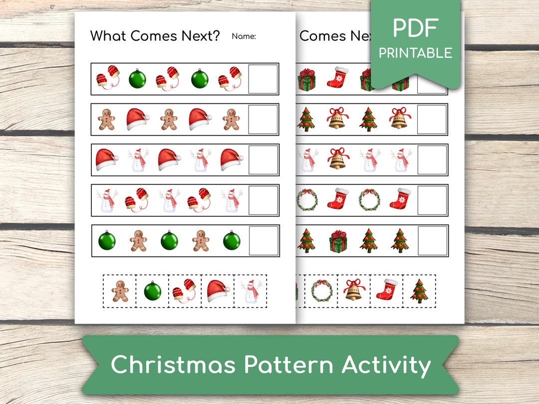 WHAT COMES NEXT? Christmas Worksheet, Pattern Activity, Educational ...