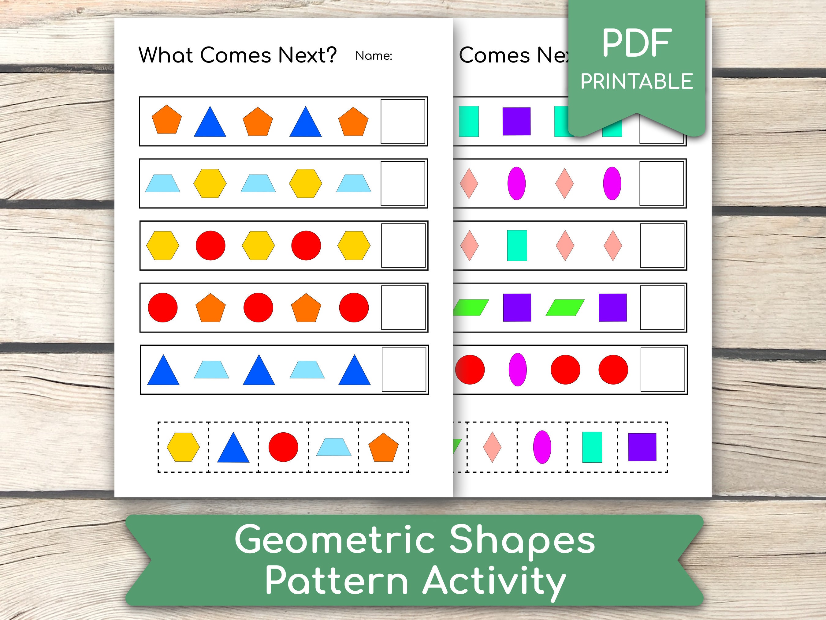 WHAT COMES NEXT Geometric Shapes Worksheet, Pattern Activity ...