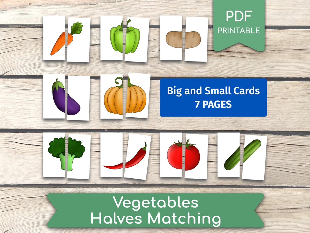 Vegetable Halves Matching Game: Preschool Learning Activity (PDF ...