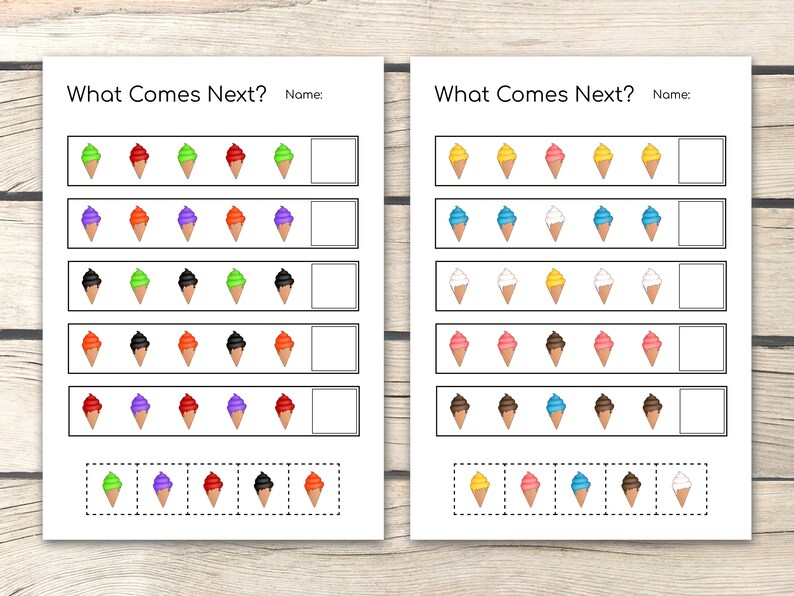Ice Cream Pattern Worksheet: Preschool Learning Activity (PDF ...