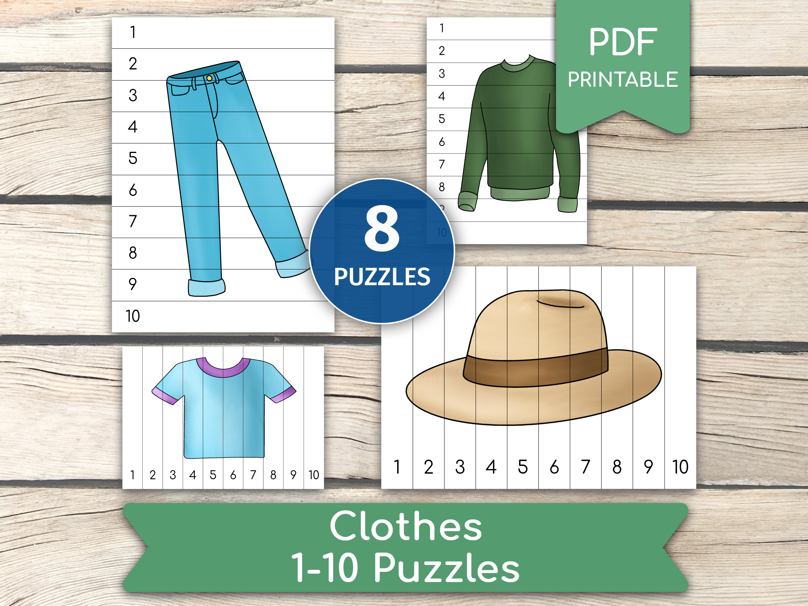 Clothes 1-10 Puzzles, Clothes Activity, Clothes Number Puzzles, Puzzles ...