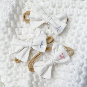 Initial Uppercase Letter Embroidered Nylon Headband, Newborn Baby Bow ...