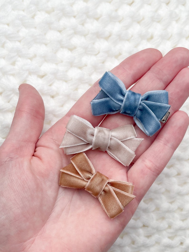 Velvet Mini Nylon Baby Bow Headband, Soft Infant Bow, Fall Bow for ...