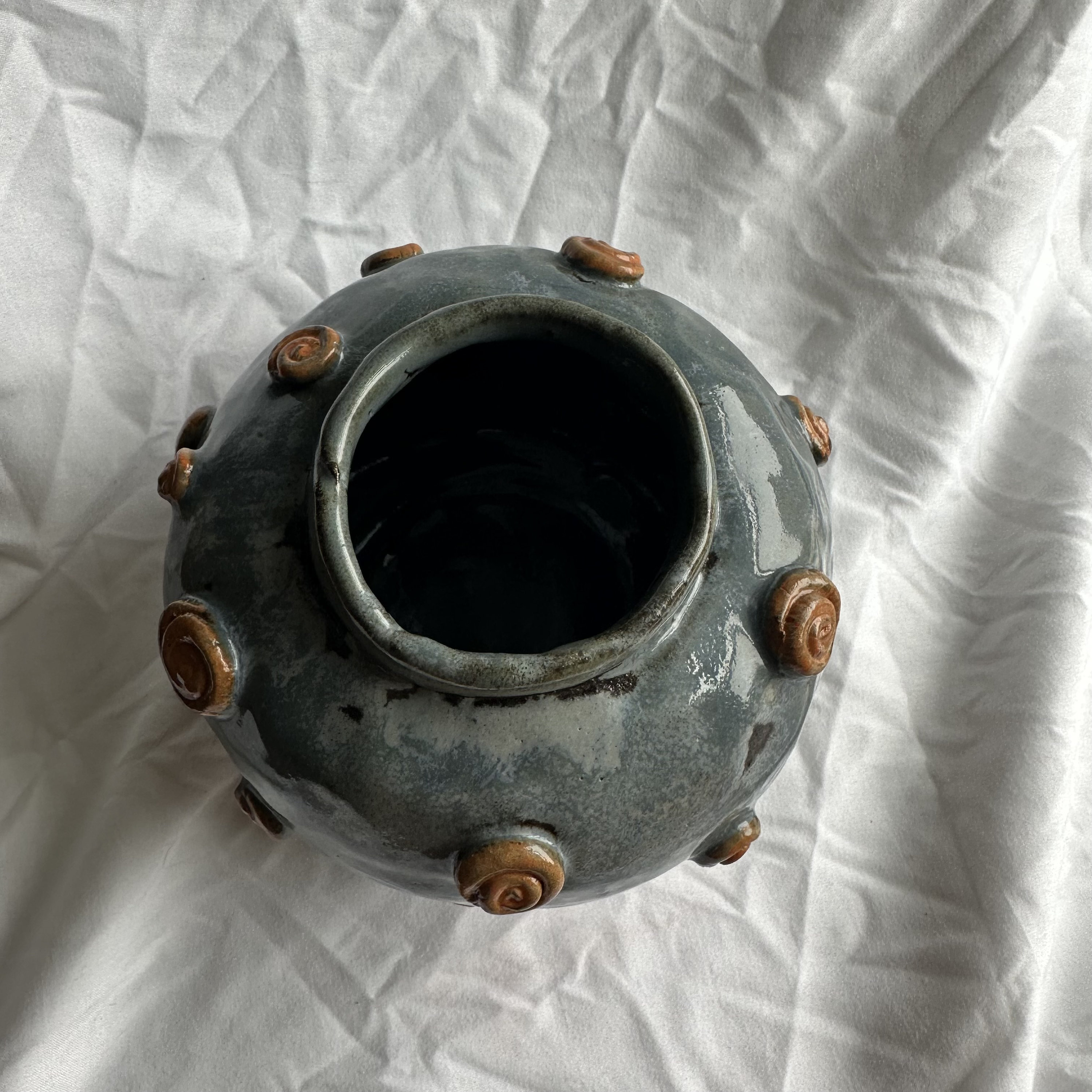 Wacky Spiral Vase, Handbuilt, Blue and Orange Chubby Vase - Etsy UK