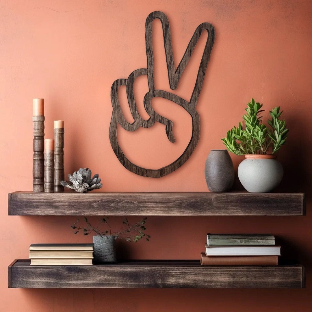 Hand Peace Sign Wall Decor Flower Power Room Sign Boho - Etsy