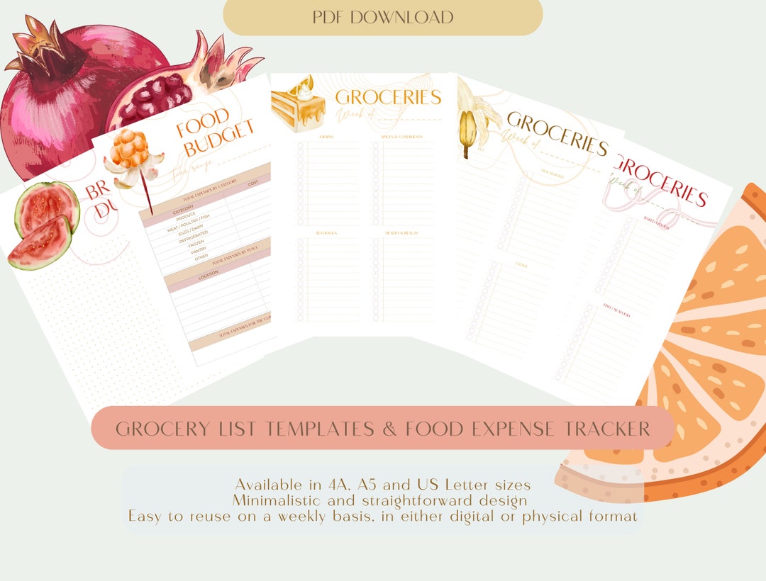 Weekly Grocery List and Food Budget Tracker Meal Planning, Grocery ...