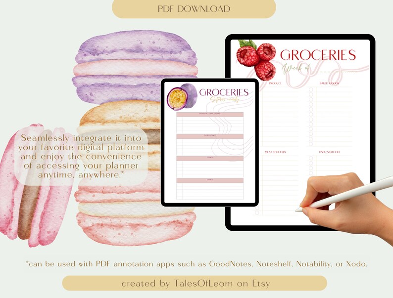 Weekly Grocery List and Food Budget Tracker Meal Planning - Etsy