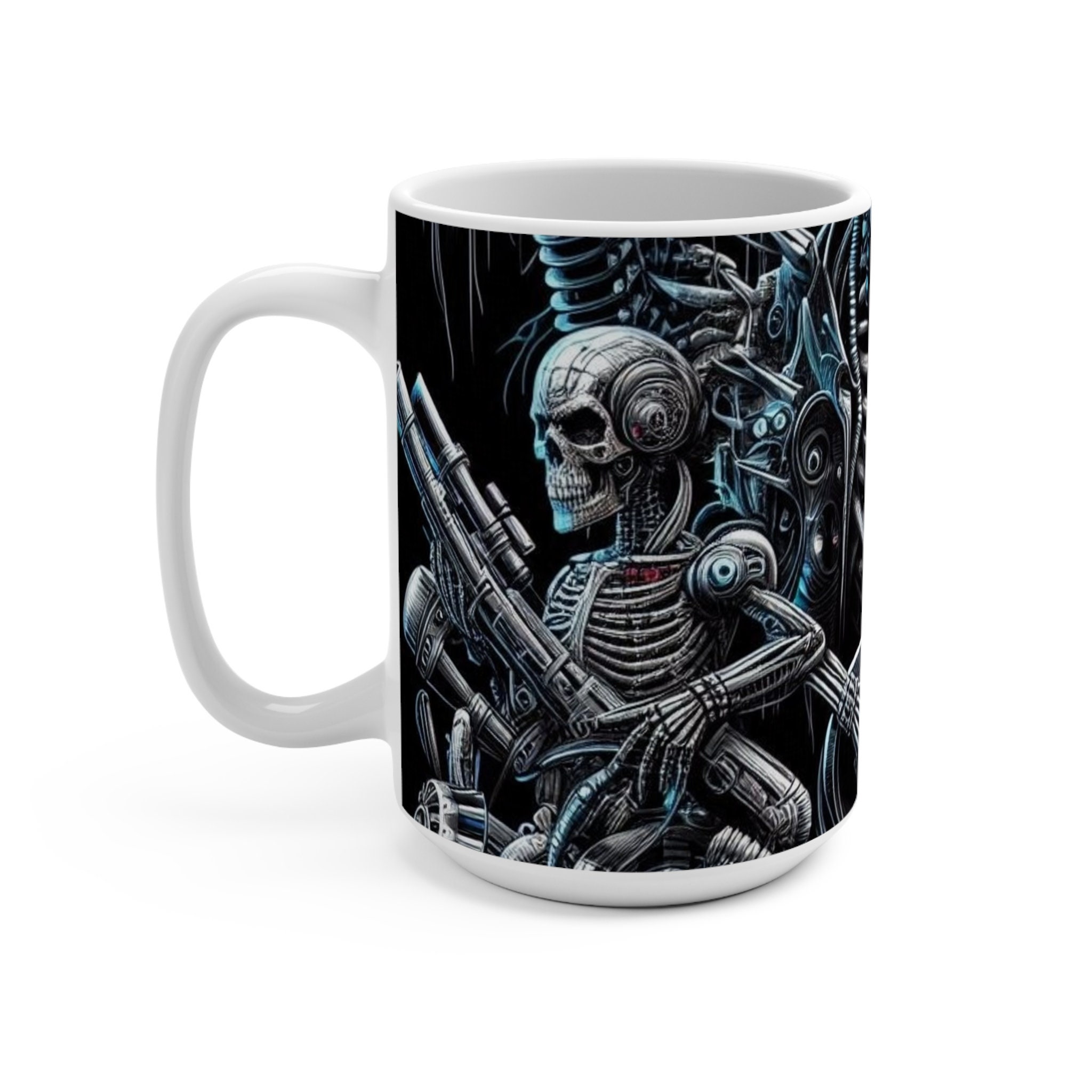 Futuristic Riffs: Mug With Cyberpunk Skull and Guitars for Your Most ...