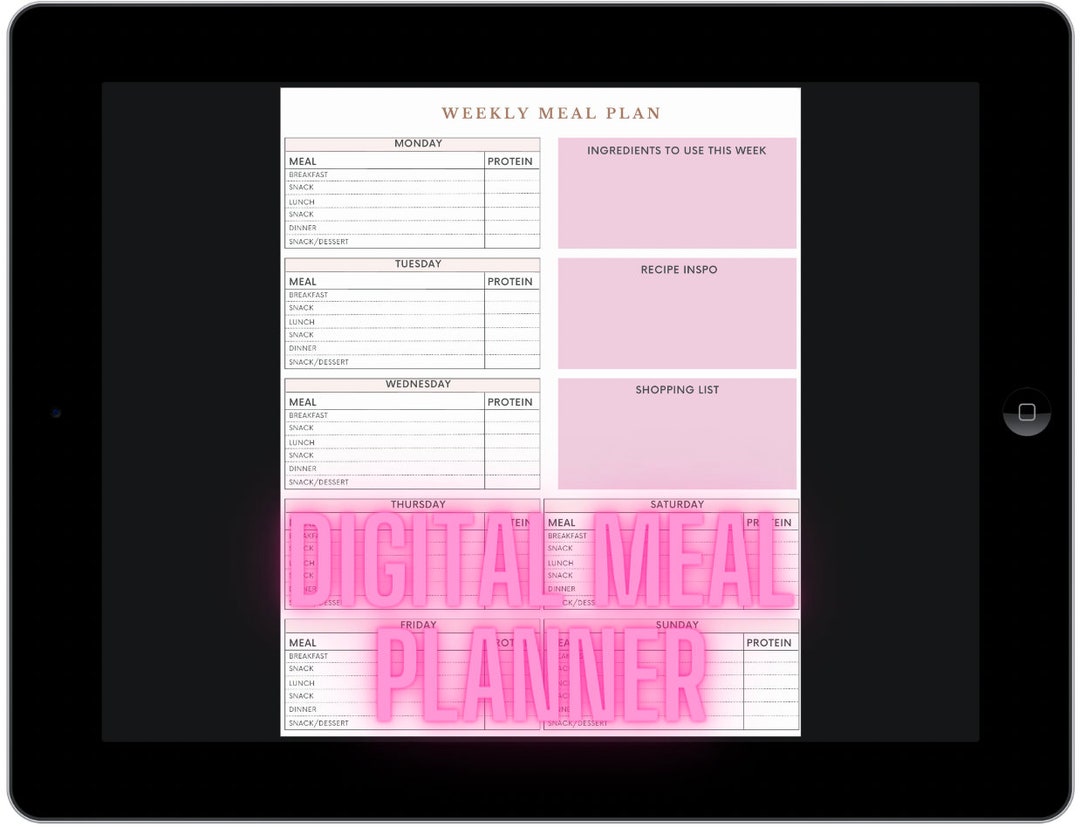 Digital Meal Planner, Meal Plan, Meal Planning, Meal Tracking, Weekly ...