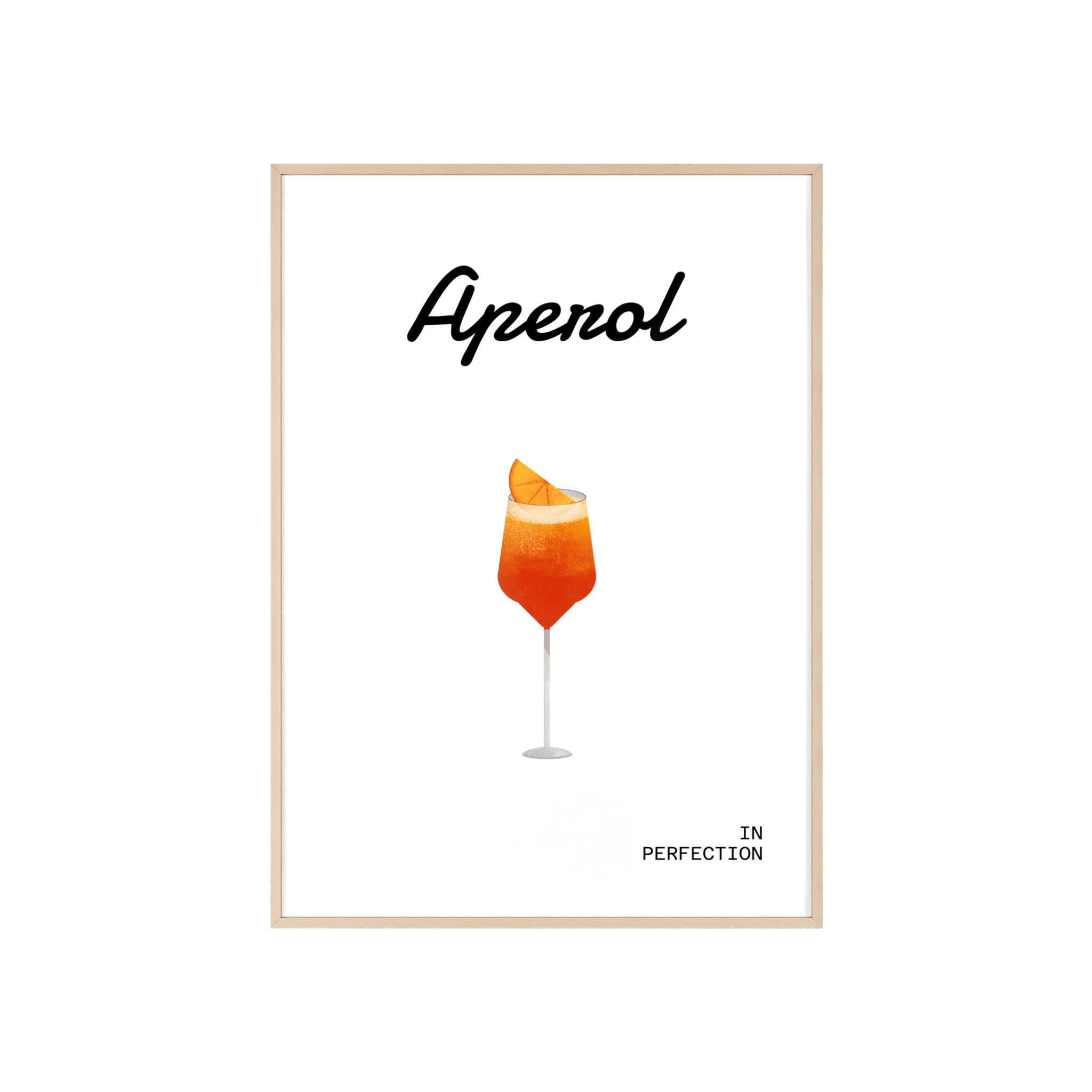 Aperol Spritz Poster With Wooden Frame, Elegant Wall Art for Home Bar ...