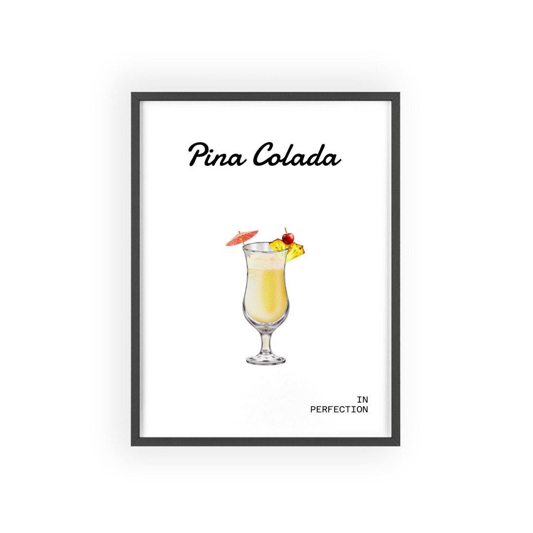 Pina Colada Cocktail Wall Art, Home Bar Decor, Kitchen Decor, Party ...