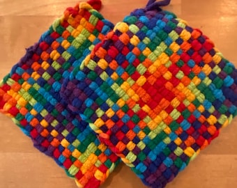 Oversize Potholders, Trivet, 8 1/2 Inch Hot Pads, Washable All Cotton ...