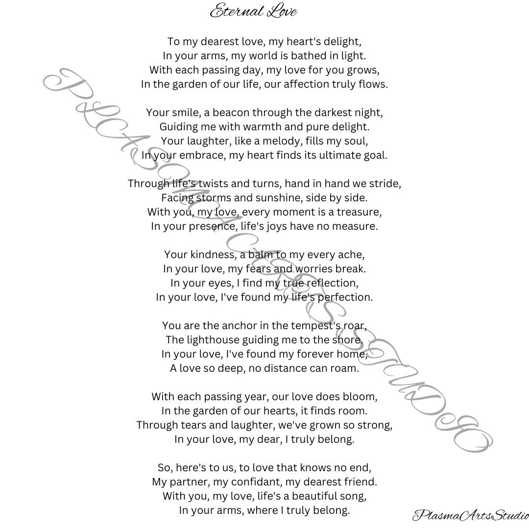 Eternal Love: A Poem to My Beloved Husband" - Etsy