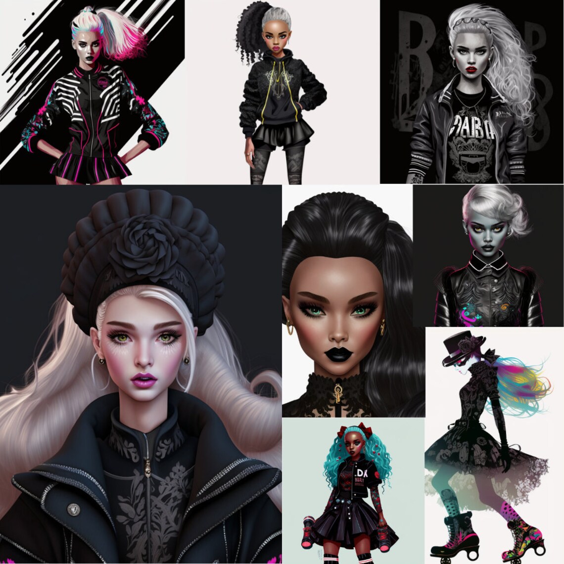 Dark Fashion Doll Graphics, Doll Clipart Bundle, Girl Doll Png 25 ...