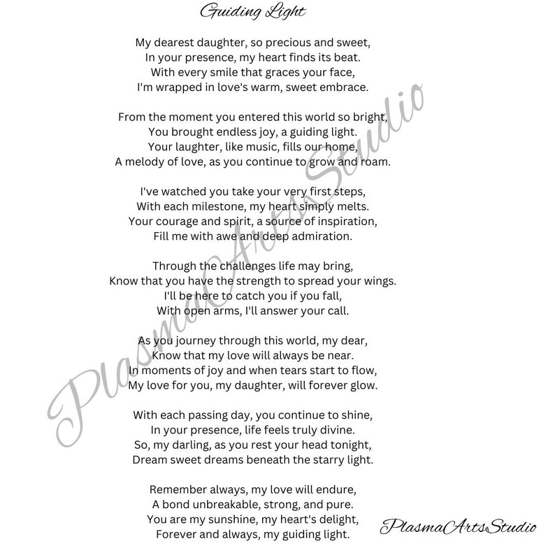 Guiding Light (a Poem to My Daughter) - Etsy
