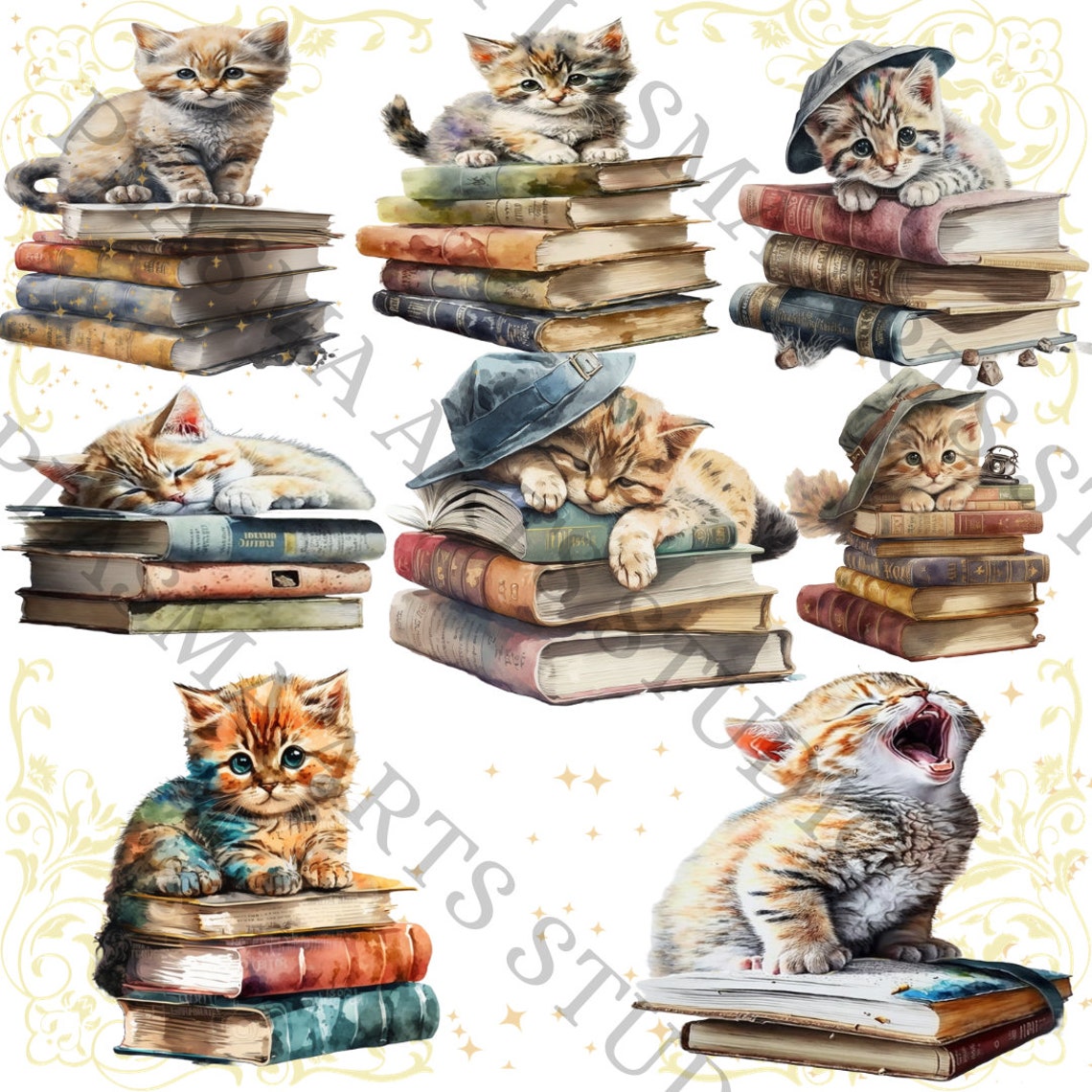 Books Clipart Watercolor Clip Art Vintage Book Clipart - Etsy
