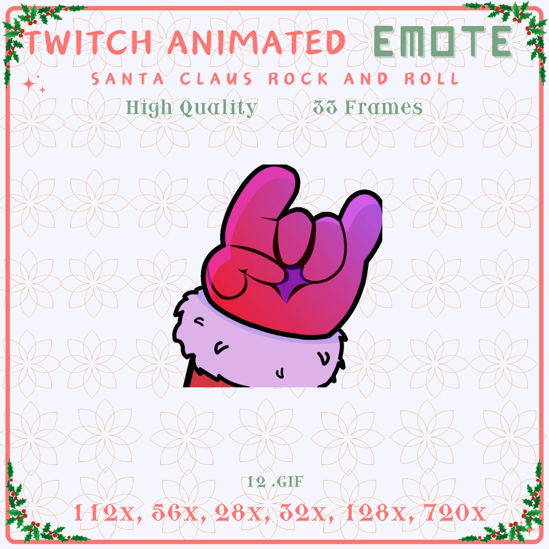 ROCK AND ROLL Santa Animated Emote, Rock and Roll Sign Emote, Christmas ...