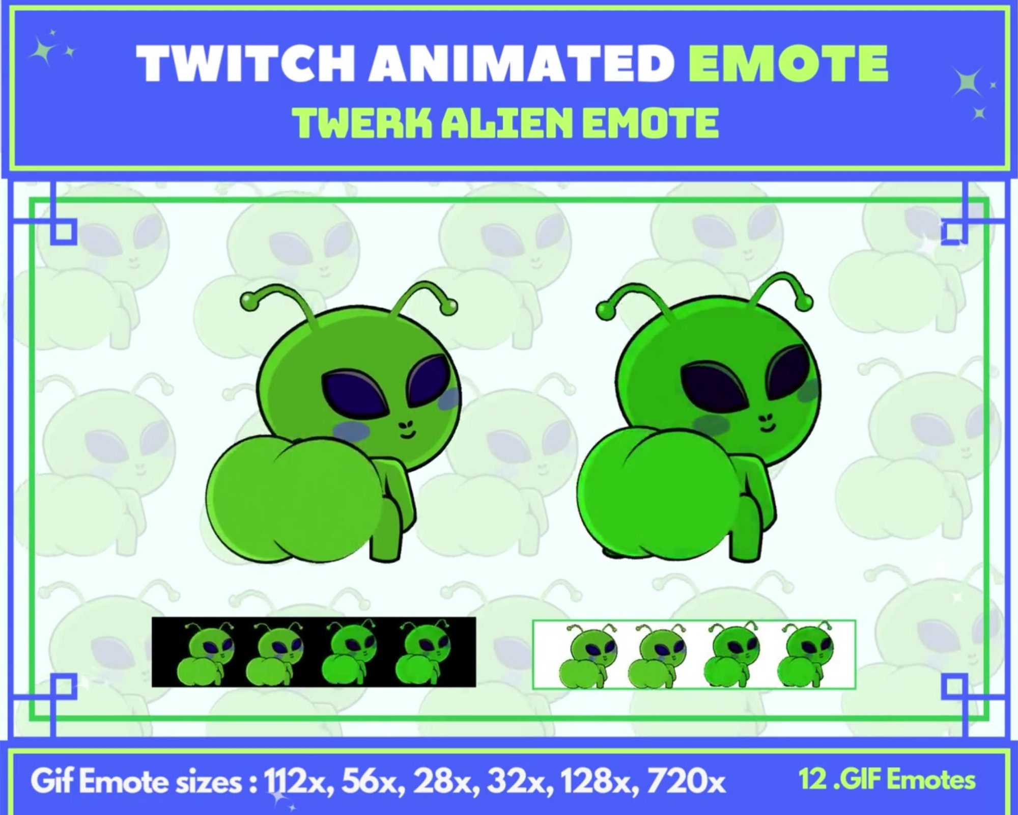 Twerk ALIEN Animated Emote, Alien Emote, Twerk Animated Emote, Twitch ...