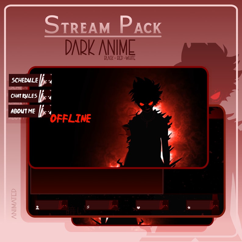 ANIMATED DARK ANIME Stream Overlay, One Piece Overlay, Anime Twitch ...
