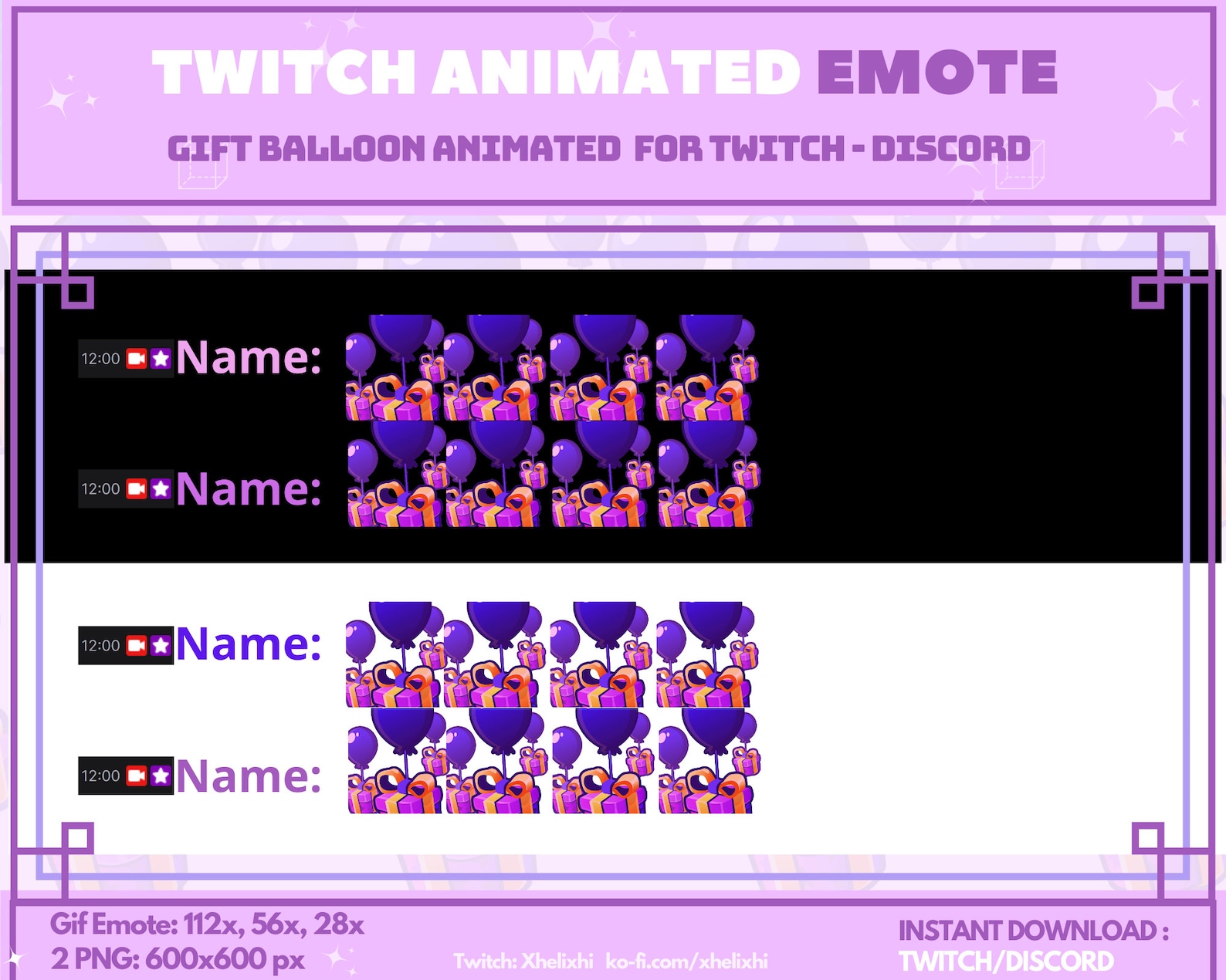 Animated Twitch Emote Gift Box Emote Gift Balloon Emote Twitch/discord ...