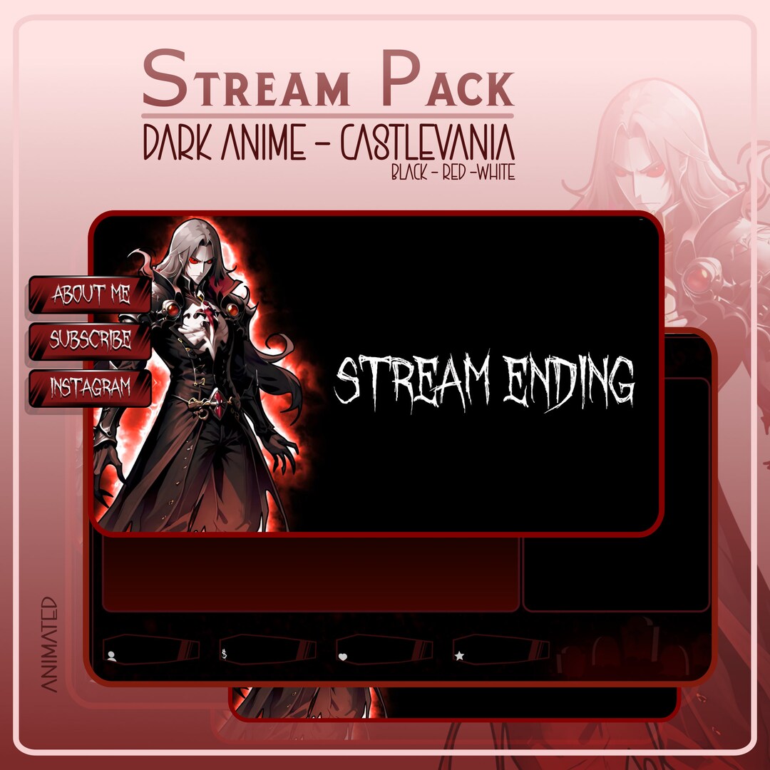 VAMPIRE Stream Overlay Twitch Pack, Castevania Overlay, Anime Twitch ...