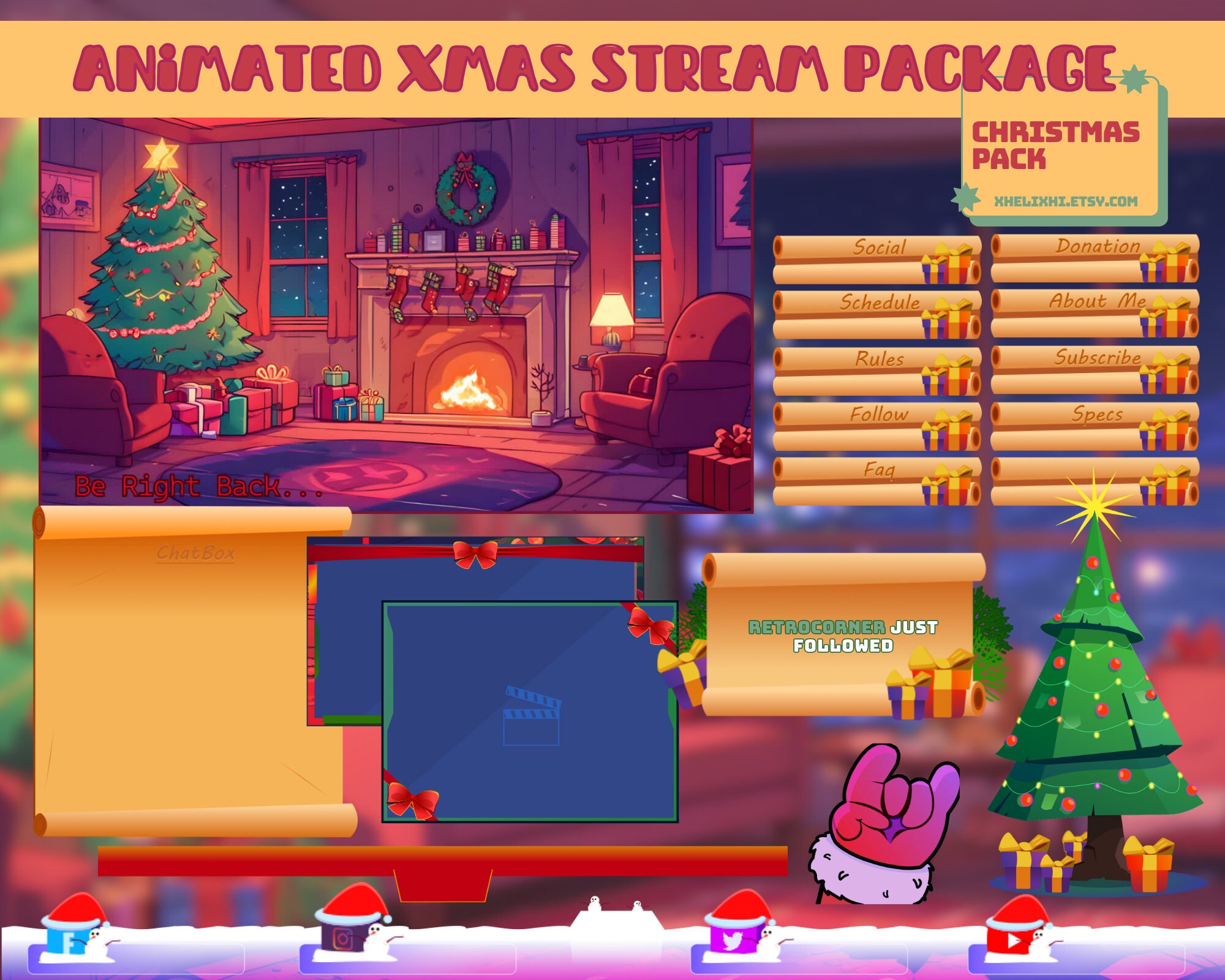 Xmas ANIMATED Stream Pack Overlay, Stream Pack Animated Overlay, Stream ...