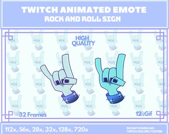 Rock and Roll ANIMATED Emote Sign, Twitch Emote Animated, Rock Emotes ...