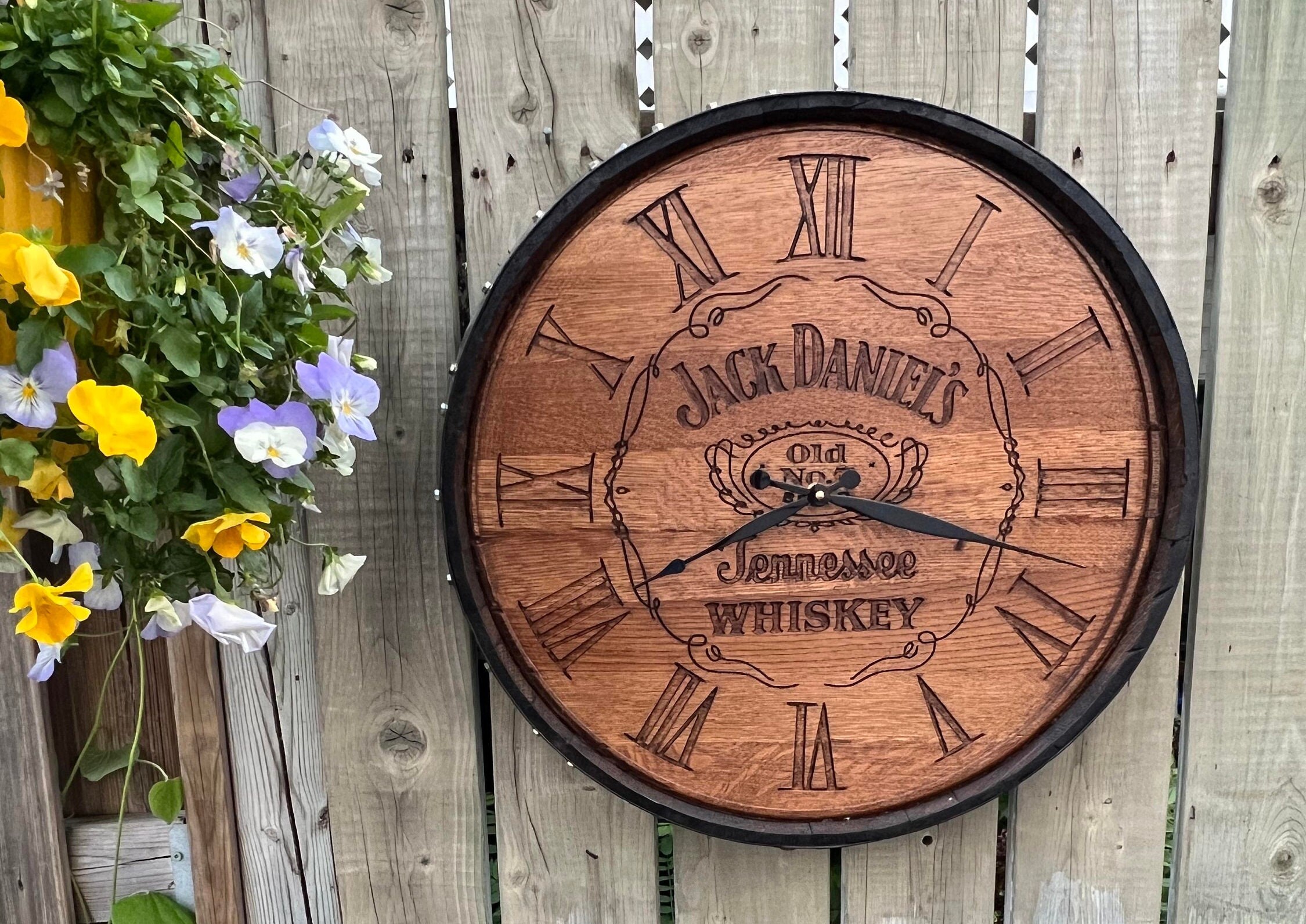 Stunning Whiskey Barrel Head Clocks - Etsy