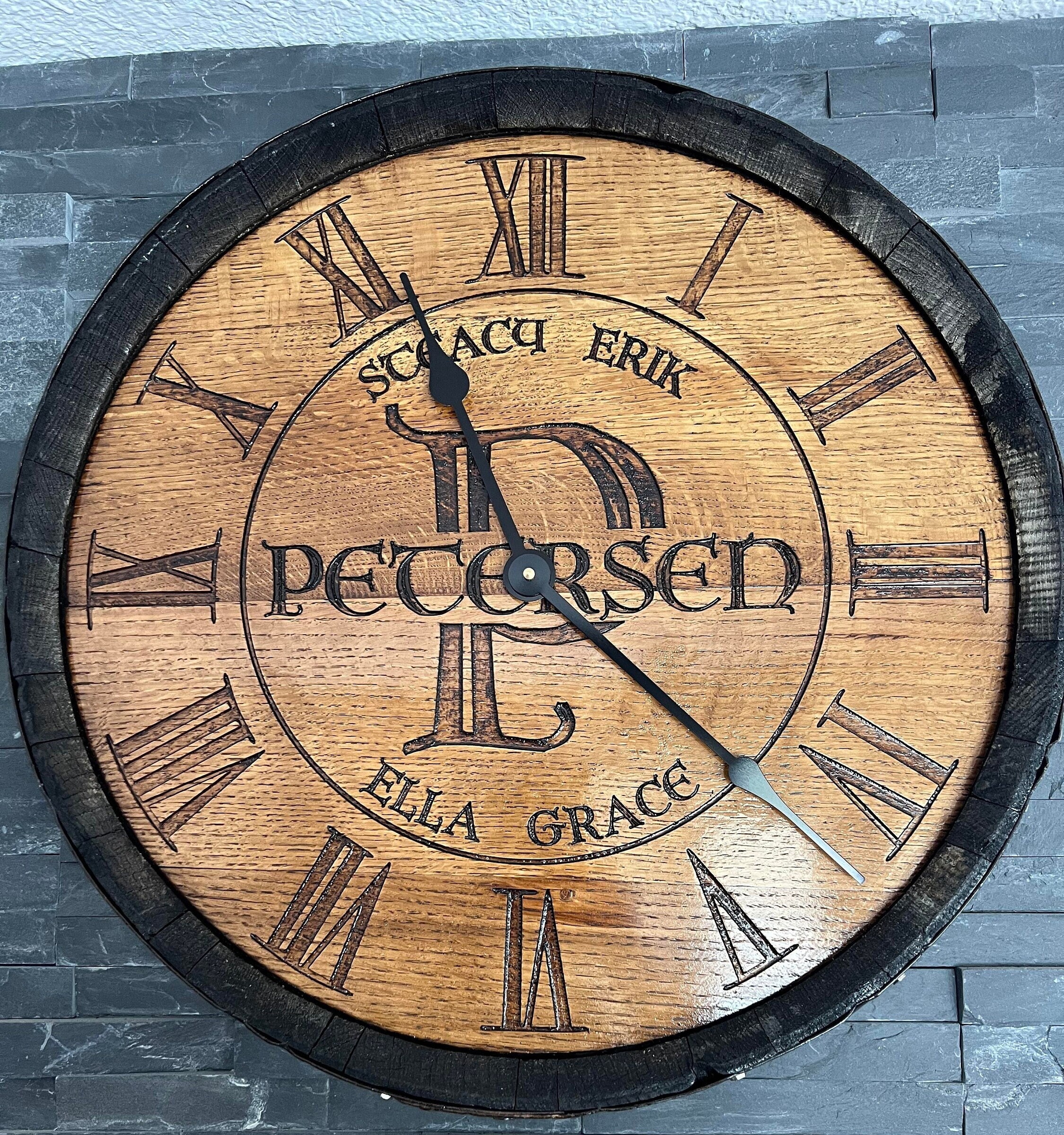 Stunning Whiskey Barrel Head Clocks - Etsy