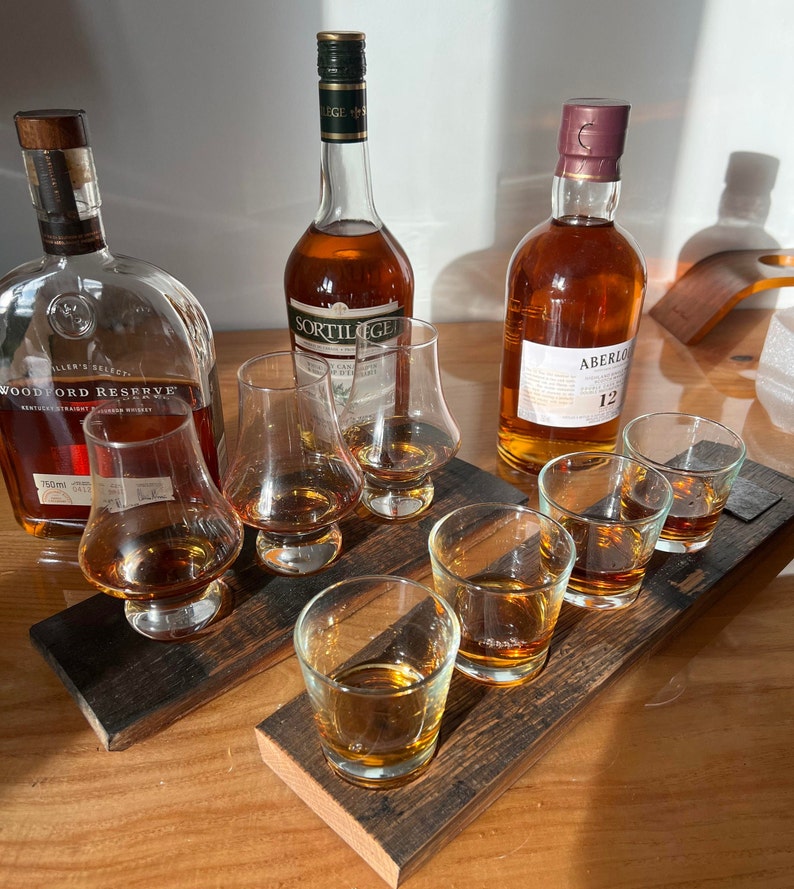 Handmade Whiskey Barrel Stave Flight Tray - Bourbon Tasting - Etsy