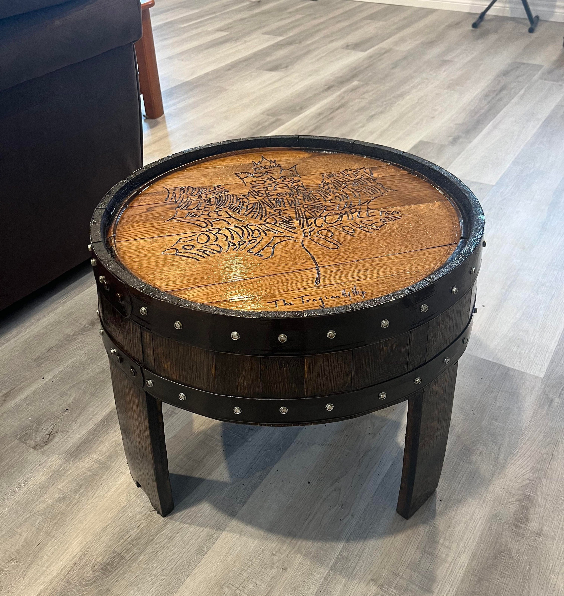 Beautiful Whiskey Barrel End Tables - Etsy Canada