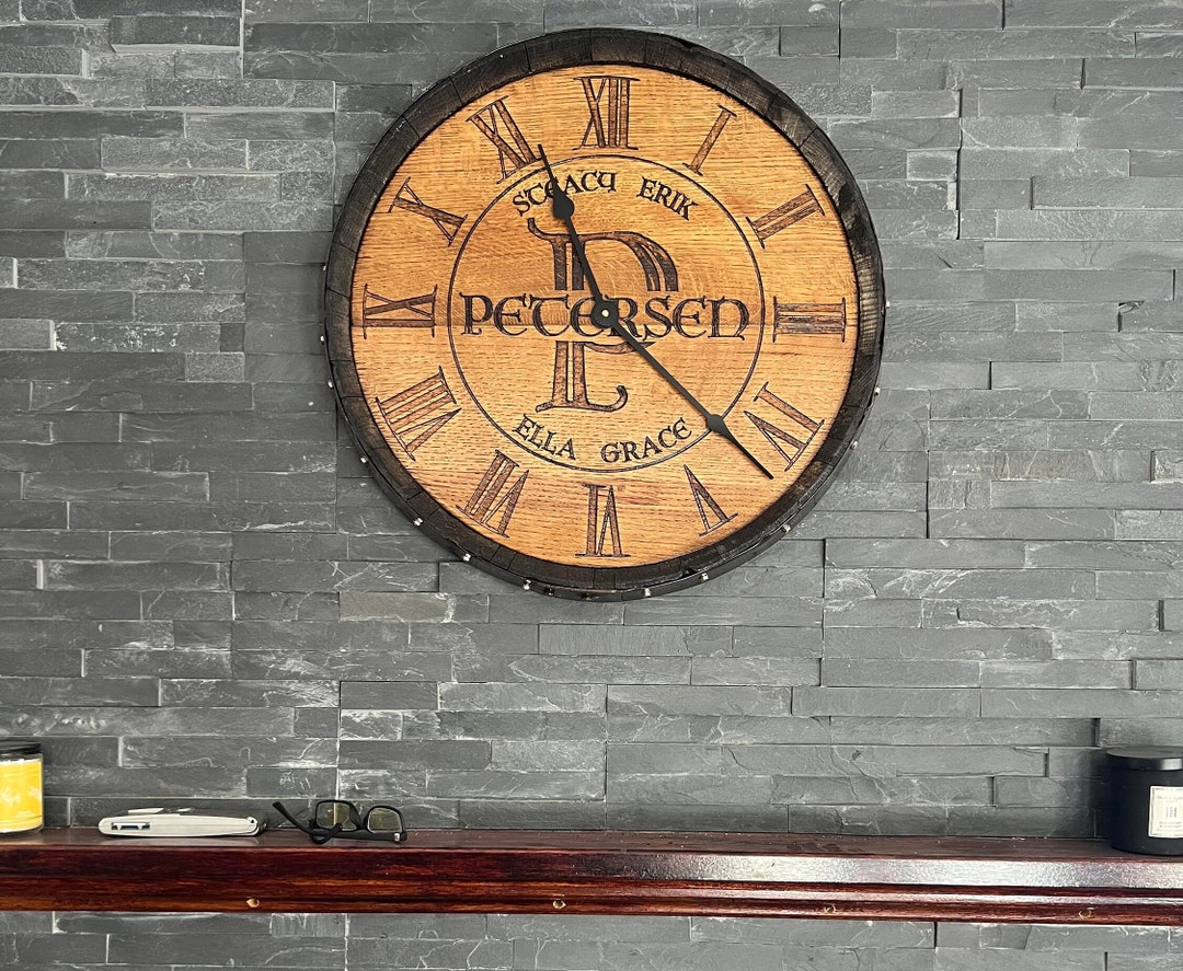 Stunning Whiskey Barrel Head Clocks - Etsy